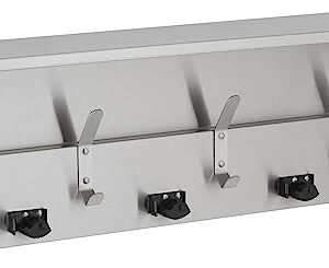 BOBRICK 239X34 Stainless Steel Shelf with Mop and Broom Holders and Hooks, Satin Finish, 34" Length, 13" Height