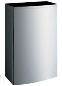 bobrick 277 conturaseries stainless steel surface-mounted waste receptacle with linermate, satin finish, 12.75 gallon capacity, 8-1/2" length, 23" height, 15-1/8" width