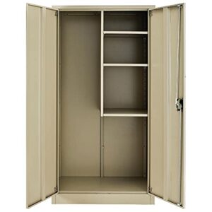 global industrial unassembled janitorial cabinet, 36x18x72, tan