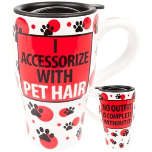 enesco our name is mud travel pet hair travel mug, 5.875-inch