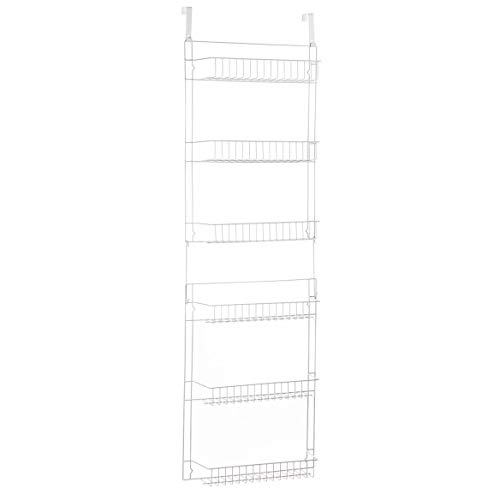 Miles Kimball Over The Door Kitchen Storage Organizer, White Vinyl-Coated Metal Wire - Measures 18 3/4" Wide x 52" High