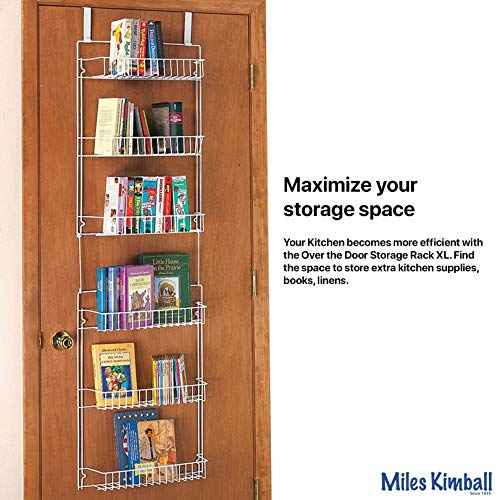 Miles Kimball Over The Door Kitchen Storage Organizer, White Vinyl-Coated Metal Wire - Measures 18 3/4" Wide x 52" High