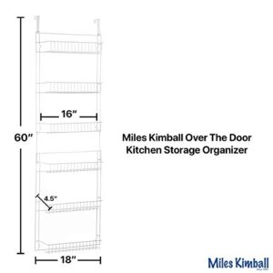 Miles Kimball Over The Door Kitchen Storage Organizer, White Vinyl-Coated Metal Wire - Measures 18 3/4" Wide x 52" High