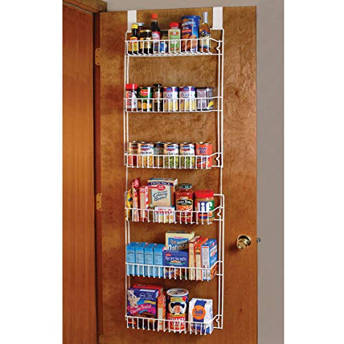 Miles Kimball Over The Door Kitchen Storage Organizer, White Vinyl-Coated Metal Wire - Measures 18 3/4" Wide x 52" High