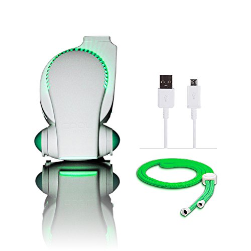 Portable Baby Stroller Fan with LED Lights - Cool on the Go Clip On Fan - Versatile Hands-Free Personal Cooling Device/Compact USB Fan - Bladeless Desk Fan White/Green