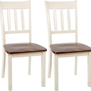 Signature Design by Ashley Whitesburg Cottage Rake Back Dining Chair, 2 Count, Brown & White