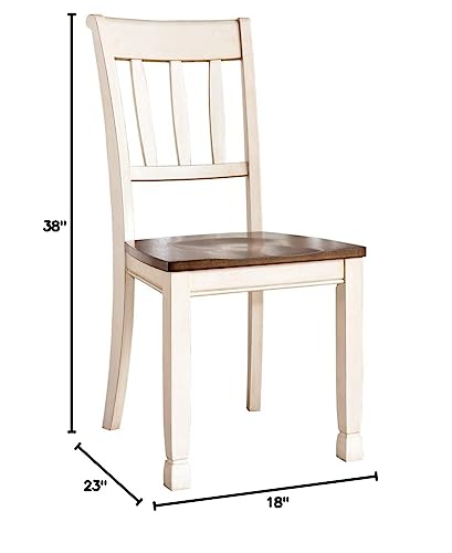 Signature Design by Ashley Whitesburg Cottage Rake Back Dining Chair, 2 Count, Brown & White