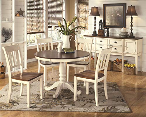 Signature Design by Ashley Whitesburg Cottage Rake Back Dining Chair, 2 Count, Brown & White