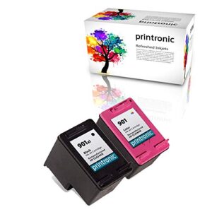 printronic 2 pack remanufactured hp 901xl hp 901 ink cartridge for hp officejet 4500 j4580 j4660 j4550 j4540 j4524 printers (1 black 1 color)