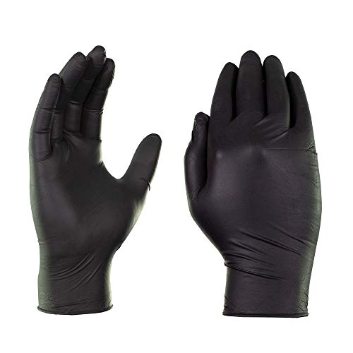 GLOVEWORKS Black Disposable Nitrile Industrial Gloves, 5 Mil, Latex & Powder-Free, Food-Safe, Textured, Large, Case of 1000