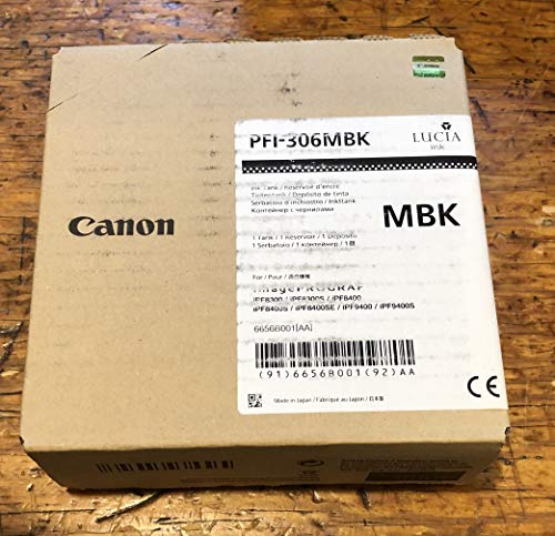 Canon PFI-306MBK 6656B001AA iPF8300 8400 8410 9400 Color Ink Cartridge (Matte Black) in Retail Packaging