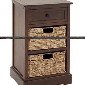 Deco 79 Wood 2 Baskets and 1 Drawer Storage Unit, 16" x 13" x 28", Brown