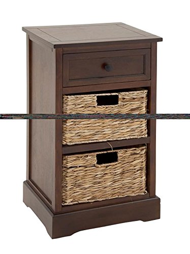 Deco 79 Wood 2 Baskets and 1 Drawer Storage Unit, 16" x 13" x 28", Brown