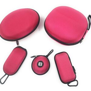 CASEBUDi Round Earbud and Phone Charger Storage Case with Carabiner | Pink Ballistic Nylon