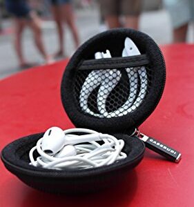 CASEBUDi Round Earbud and Phone Charger Storage Case with Carabiner | Pink Ballistic Nylon