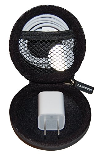 CASEBUDi Round Earbud and Phone Charger Storage Case with Carabiner | Pink Ballistic Nylon