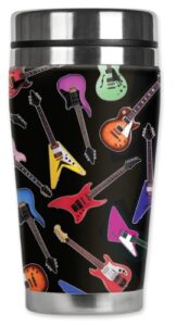 mugzie electric guitars travel mug with insulated wetsuit cover, 16 oz, black