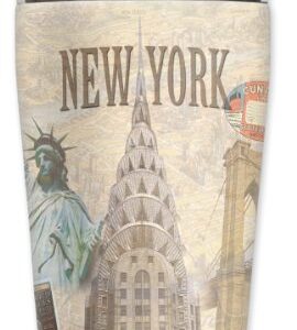 Mugzie New York Travel Mug with Insulated Wetsuit Cover, 16 oz, Black