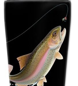 Mugzie Leaping Fish Travel Mug with Insulated Wetsuit Cover, 16 oz, Black