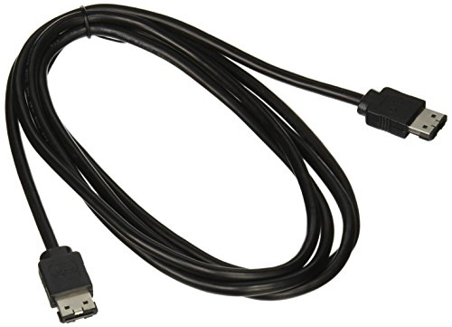 Monoprice Data Cable - 6 Feet - Black | SATA 6 Gbps External Shielded Cable - eSATA to eSATA (Type I to Type I)