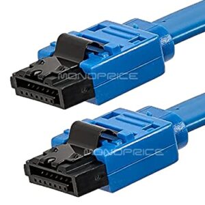 Monoprice 108782 18-Inch SATA 6Gbps Cable with Locking Latch, Blue