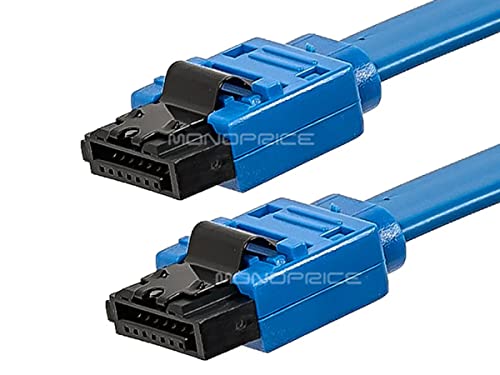 Monoprice 108782 18-Inch SATA 6Gbps Cable with Locking Latch, Blue