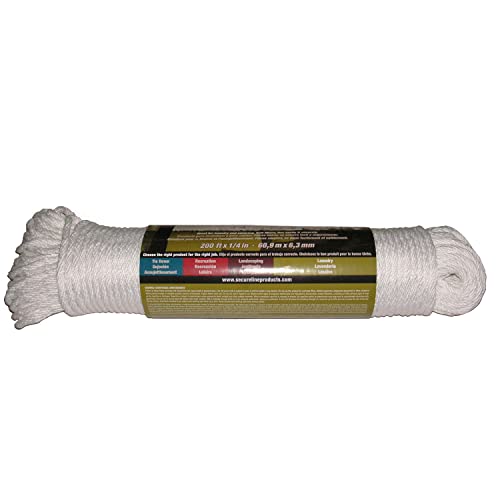 Lehigh SC8200HD 200-Feet Polyester/Polypropylene All-Purpose Solid Braid Synthetic Clothesline, White