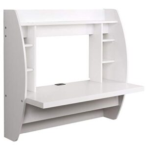 prepac floating desk with storage, white