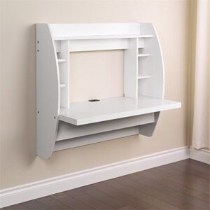 Prepac Floating Desk with Storage, White