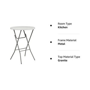 Flash Furniture Kathryn 2.63-Foot Round Granite White Plastic Bar Height Folding Table