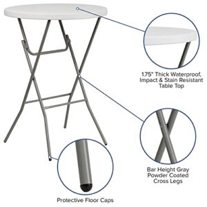 Flash Furniture Kathryn 2.63-Foot Round Granite White Plastic Bar Height Folding Table