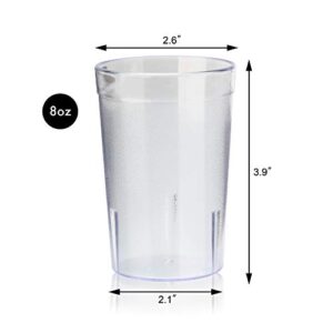 New Star Foodservice 46649 Tumbler Beverage Cup, Stackable Cups, Break-Resistant Commercial SAN Plastic, 8 oz, Clear, Set of 12