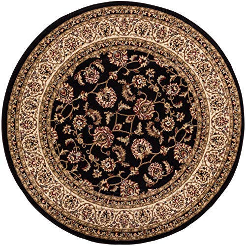 Well Woven Barclay Sarouk Black Traditional Area Rug 5'3" Round