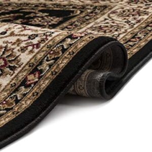 Well Woven Barclay Sarouk Black Traditional Area Rug 5'3" Round