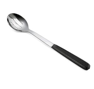 new star foodservice 52169 hollow cool touch coating handle slotted serving spoon, 12", silver