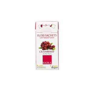 radius travel vegan dental floss sachet single cranberry vegan, 20 count