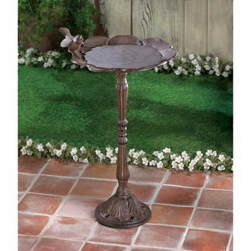 Gifts & Decor Rustic Finish Cast Iron Outdoor Birdbath