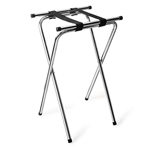 New Star 20007 Mirror Chrome Finish Steel Double Bar Folding Tray Stand, 31-Inch, Silver