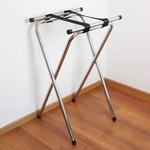 New Star 20007 Mirror Chrome Finish Steel Double Bar Folding Tray Stand, 31-Inch, Silver