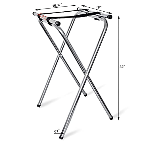 New Star 20007 Mirror Chrome Finish Steel Double Bar Folding Tray Stand, 31-Inch, Silver