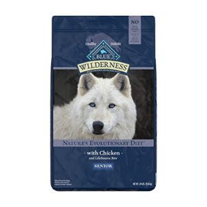 blue buffalo wilderness high protein, natural senior dry dog food, chicken 24-lb