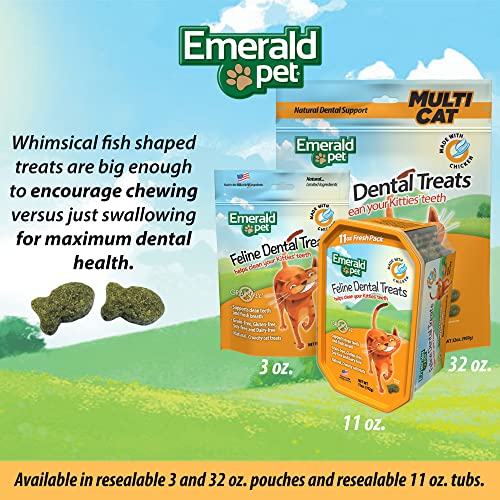 Feline Dental Treats — Tasty and Crunchy Cat Dental Treats Grain Free — Natural Dental Treats to Clean Cat Teeth, Freshen Cat Breath, and Reduce Plaque and Tartar Buildup — Chicken Treats, 3 oz