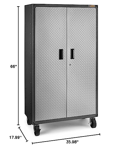 Gladiator GALG36CKXG Ready-To-Assemble Mobile Storage Cabinet 36" W x 66" H x 18" D Steel Garage Cabinet