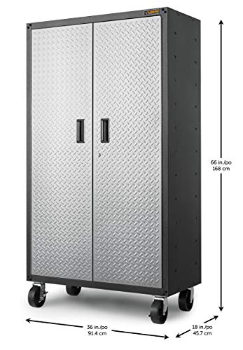 Gladiator GALG36CKXG Ready-To-Assemble Mobile Storage Cabinet 36" W x 66" H x 18" D Steel Garage Cabinet