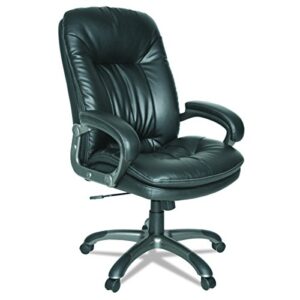 oif executive swivel/tilt leather high-back chair, fixed arched arms, black