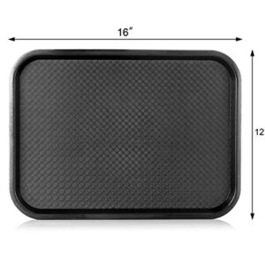 New Star Foodservice 24517 Black Plastic Fast Food Tray, 12 by 16-Inch, Set of 12