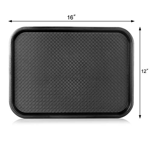 New Star Foodservice 24517 Black Plastic Fast Food Tray, 12 by 16-Inch, Set of 12