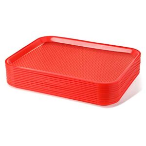 new star foodservice 24845 red plastic fast food tray, 14 by 18-inch, set of 12