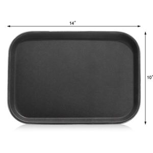 New Star Foodservice 24852 Restaurant Grade Non-Slip Tray, Plastic, Rubber Lined, Rectangular, 10-Inch x 14-Inch, Black