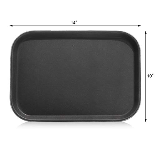 New Star Foodservice 24852 Restaurant Grade Non-Slip Tray, Plastic, Rubber Lined, Rectangular, 10-Inch x 14-Inch, Black